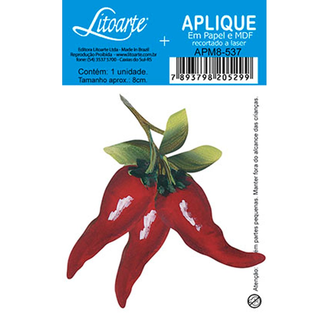 Aplique Decoupage Pimentas APM8-537 em Papel e MDF 8cm Litoarte ...