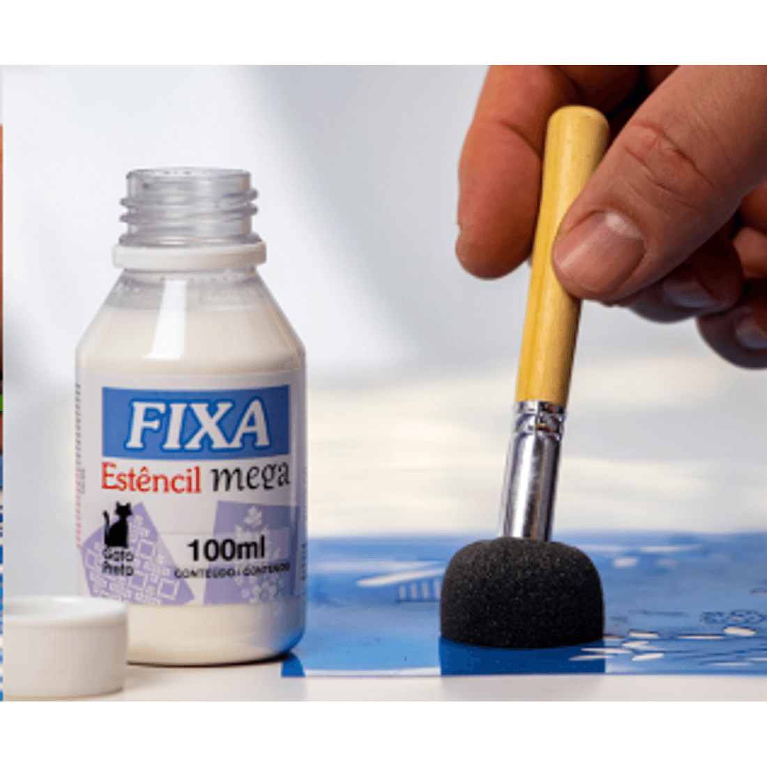 Fixa Estêncil Mega Stencil 100ml Gato Preto - atacadaodoartesanatomdf