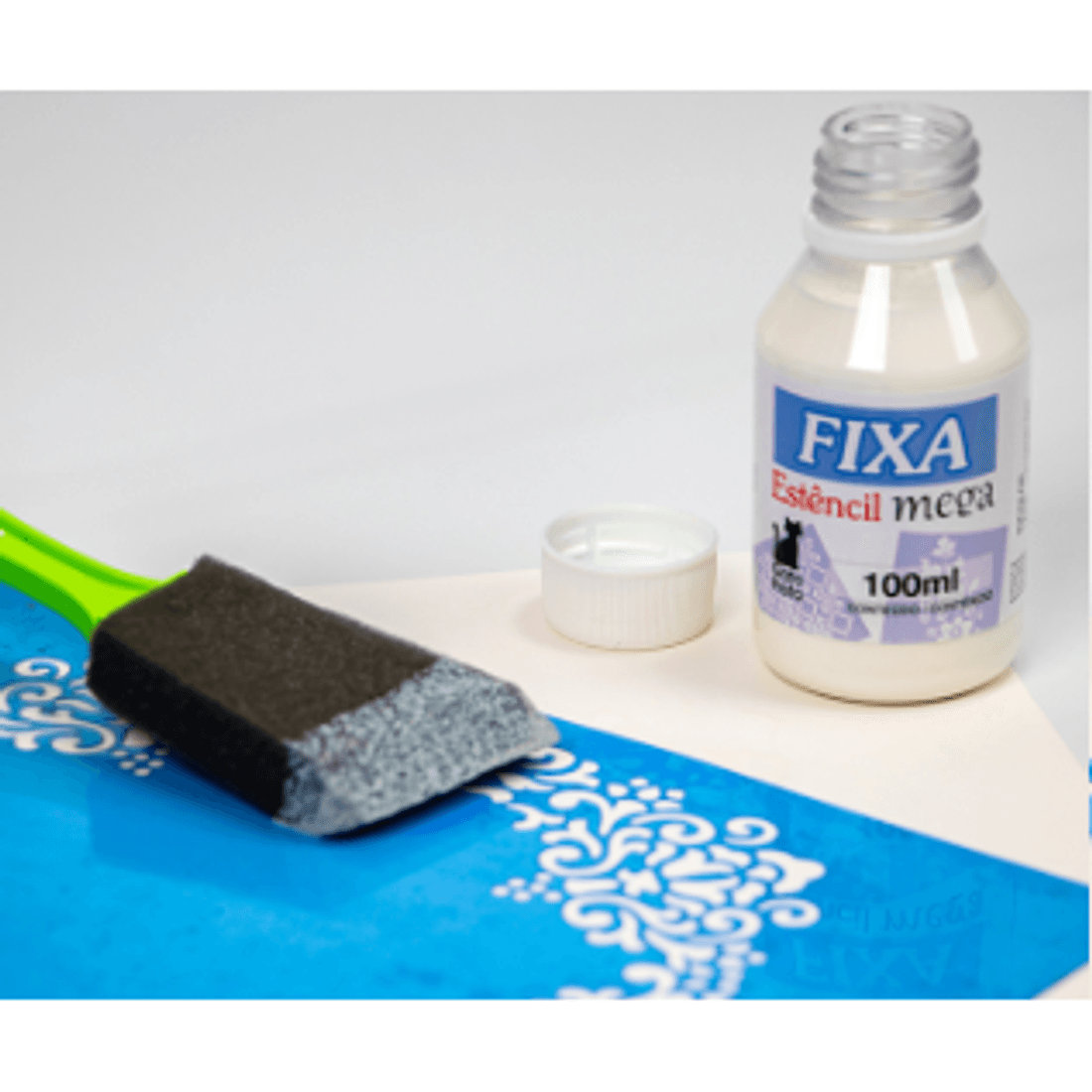 Fixa Estêncil Mega Stencil 100ml Gato Preto - atacadaodoartesanatomdf