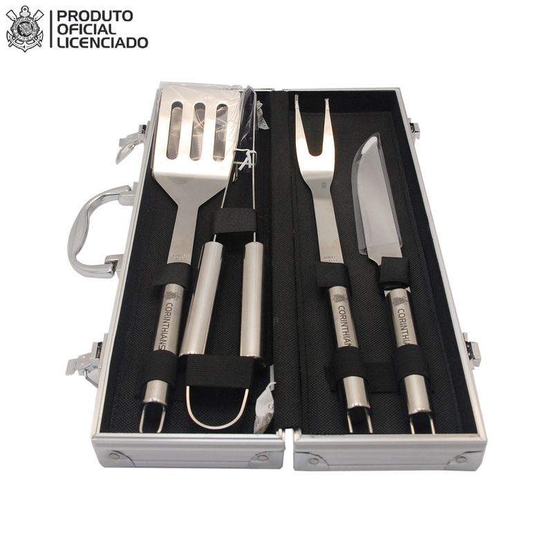 Kit Churrasco em Inox Oficial Licenciado 4 Peças Corinthians ...