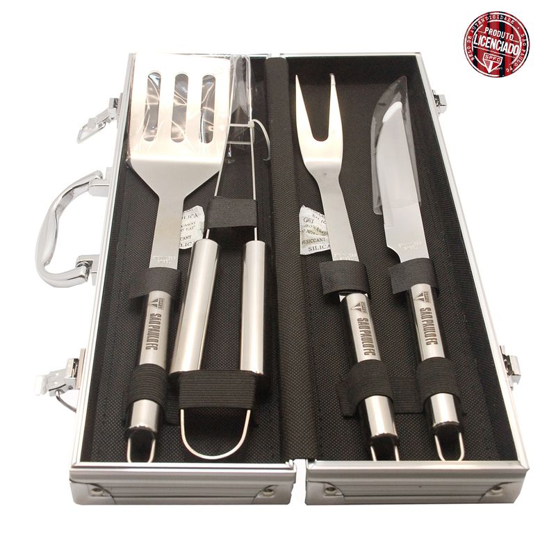 Kit Churrasco em Inox Oficial Licenciado 4 Peças São Paulo ...