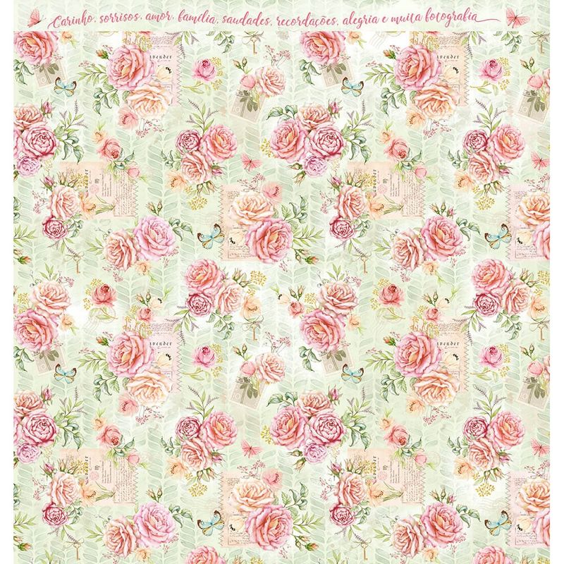 Papel Scrapbook Dupla Face Bons Momentos Cards Floral Sd-1154 30,5x30 ...