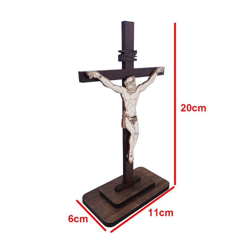 Display com Base Retangular Jesus na Cruz 20cm Madeira Mdf ...