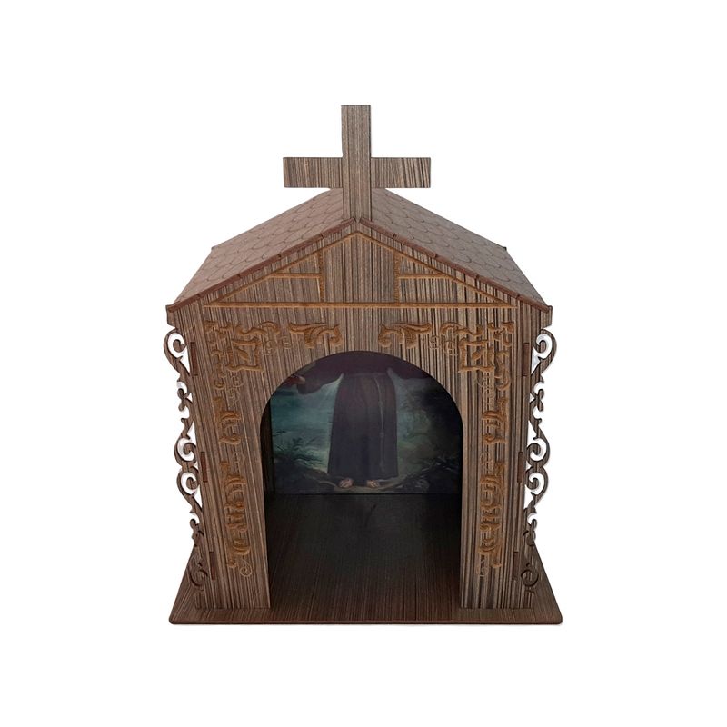 Capela Oratório Arabesco com Imagem São Francisco de Assis 25x18x31 Mdf ...